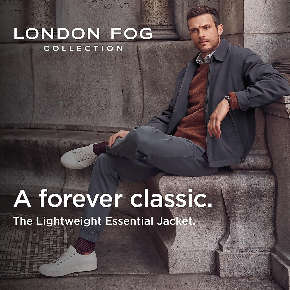 London Fog Men's Auburn Zip-Front Golf Jacket (Regular & Big-Tall Sizes), Navy, Large