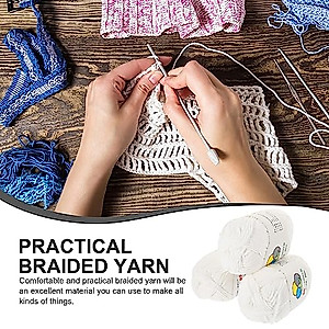 Sewroro 3 Rolls Knitting Yarn Cotton Yarn for Crocheting Cotton Heather Yarn Blanket Yarn Wool Round Rope Threads Balls Purse Yarn Pastel Yarn Sewing Thread Wool Yarn White Cream Baby Bulk