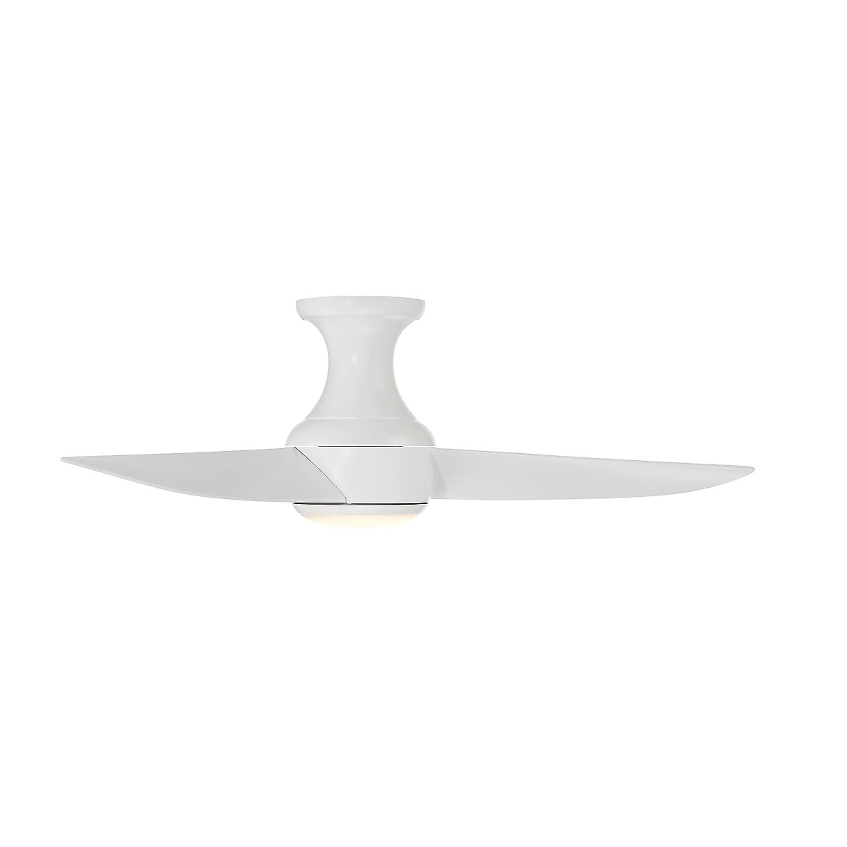 Corona Smart Indoor and Outdoor 3-Blade Flush Mount Ceiling Fan 44in Matte White 3000K LED Light Kit and Remote Control works with Alexa, Google Assistant, Samsung Things, and iOS or Android App