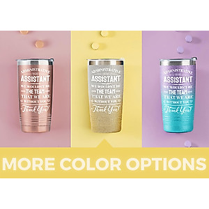 Onebttl Administrative Professional Day Gifts for Administrative Assistant, Secretary, 20 oz Stainless Steel Tumbler for Women - Thank You - Silver Golden Gradient Glitter