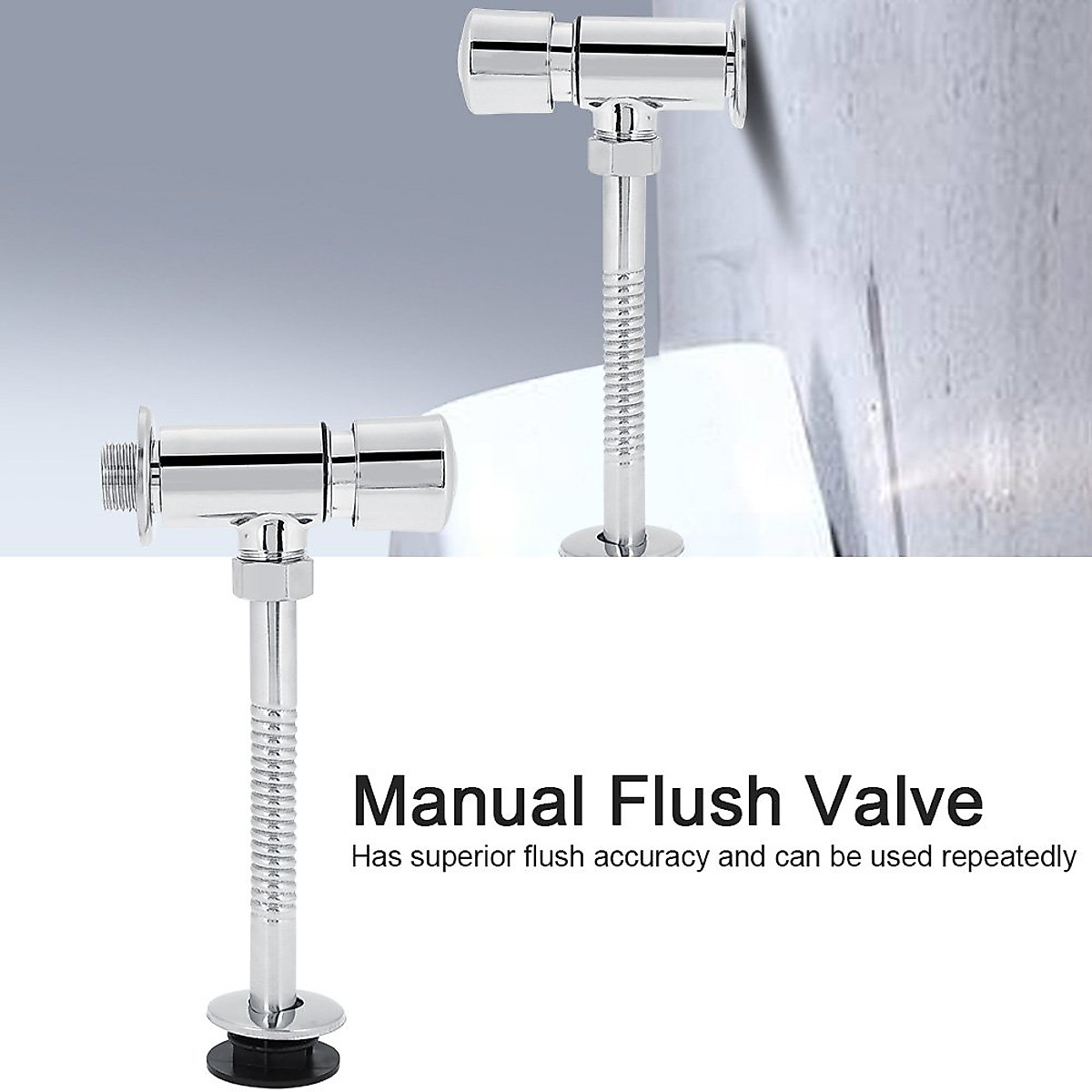 Urinal Flush Valve, Zinc Alloy Urinal Flush Valve, Closet Flush Valve, Metal Bidet T-Adapter with Shut-Off Valve, Hy-Brid Fiber-Polymer Reinforced Design, Hand Pressing Flushing Tool