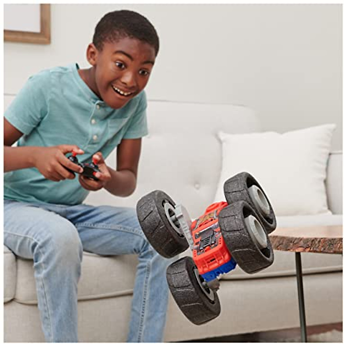 Air Hogs Super Soft, Flippin’ Frenzy, 360 Spinning Action, 2-in-1 Stunt Vehicle Remote Control Car, Kids Toys for Kids 4 and up