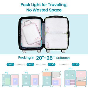 Cambond Compression Packing Cubes for Travel, 4 Pack Travel Bags Luggage Organizers Travel Essentials Compression Cubes for Carry on Suitcases, White