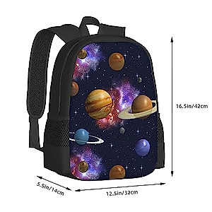 WZOMT Unisex Space Planet Backpack Funny Solar System Blue Purple Galaxy Daypack Lightweight Travel Bags Elementary Middle College School Backpacks for Teen Boys Girls Mens Women Large 17"