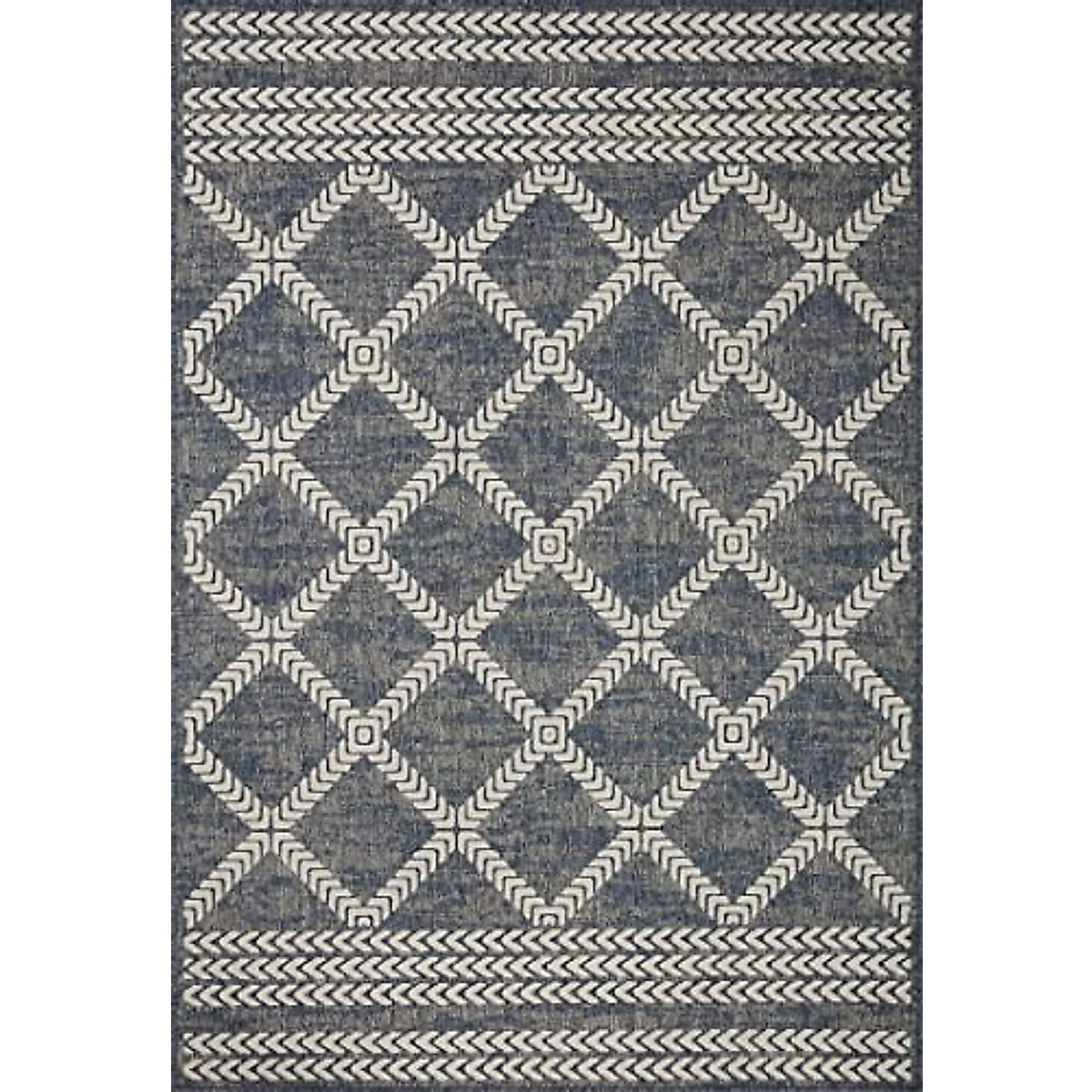 Loloi II Rainier Collection RAI-05 Denim/Ivory, Indoor/Outdoor 7'-10" x 10'-10" Area Rug