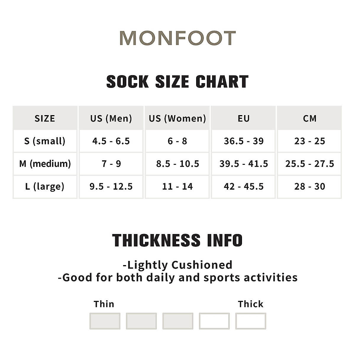MONFOOT Women's and Men's 5 Pairs Pickleball Tennis Running Athletic Cushion Socks Black Small, multipack