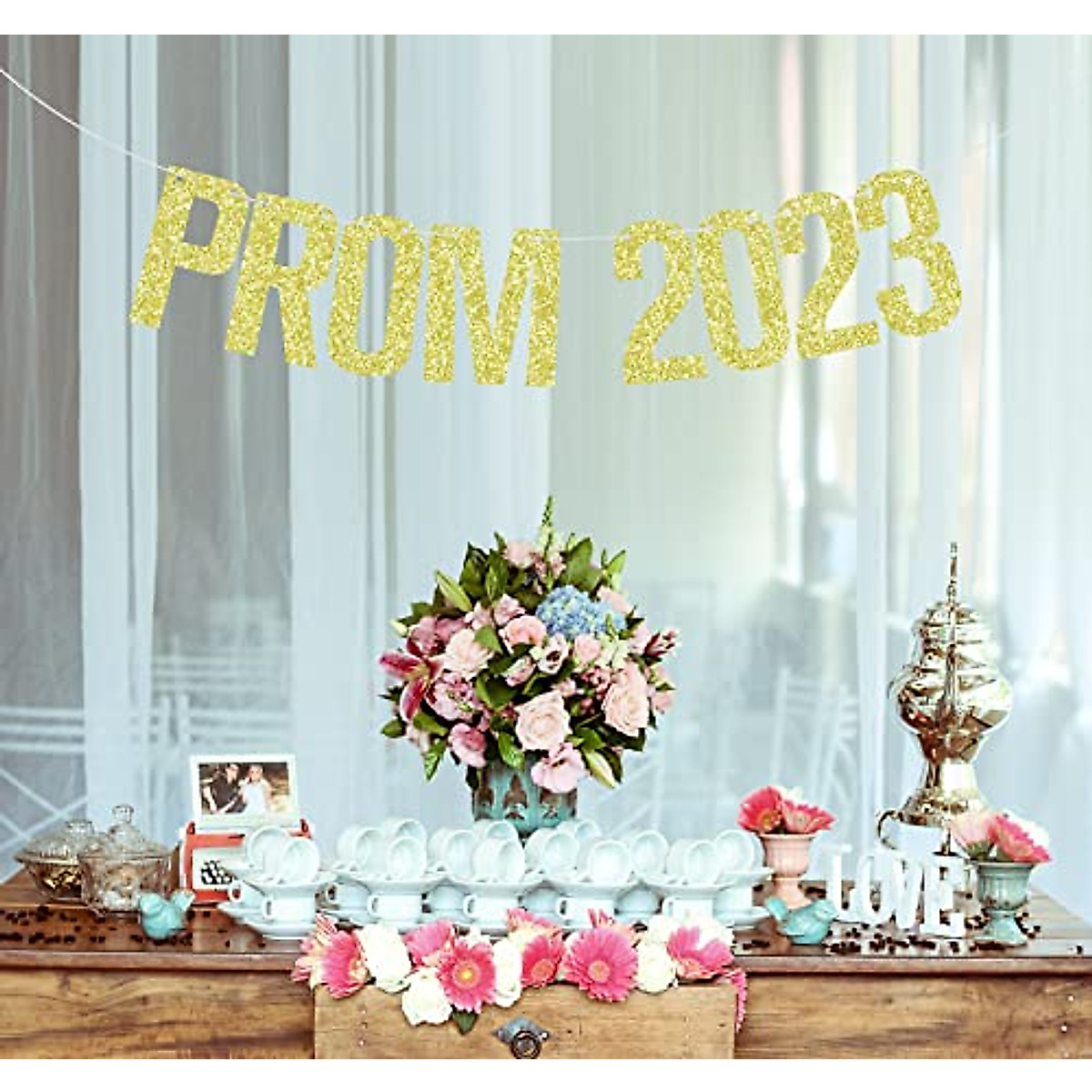 Prom 2023 Banner, Prom Night Decor, Class of 2023 Bunting Garland, 2023 Graduation Party Decorations Gold Glitter