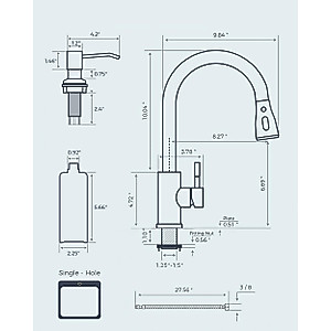 FORIOUS Black Kitchen Faucet with Soap Dispenser, Kitchen Faucet with Pull Down Sprayer, Classic Stainless Steel Kitchen Sink Faucet, Updated High Arc Single Hole Faucet for Kitchen Sink RV Bar Camper