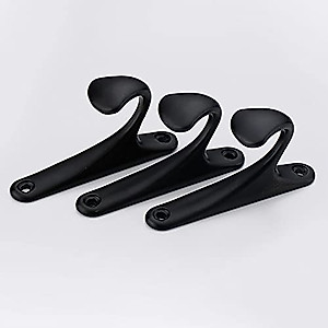 Wall Mounted Contemporary Metal Single Coat Hooks 4 Pack for Door Hanger Towel Robe Clothes Cabinet Closet Sponges Hook for Bathroom Bedroom Kitchen Hotel Pool (Screws Included) Black
