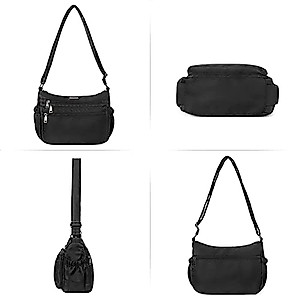 CLUCI Women Nylon Shoulder Travel Handbag Multiple Pockets Bag Ladies Crossbody Purse Tote Top Handle Satchel Black