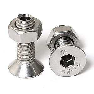 PZRT 2pcs Cylindrical Hollow Hexagon Socket Screw 304 Stainless Steel Lamp Threading Screws Through Hole Bolt with Hex Nut M6x20mm