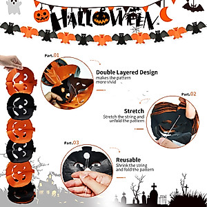 AhfuLife Halloween Party Decorations Set, Reusable Halloween Indoor Decorations Kit Including Happy Halloween Paper Banner for Home Decor, Trick or Treat Banner Sign, Hanging Swirl, Pumpkin Bat Banner