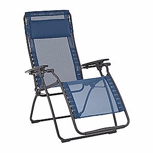 Lafuma Futura Zero Gravity Patio Recliner (Ocean Blue Batyline Canvas) Outdoor Folding Lounge Chair