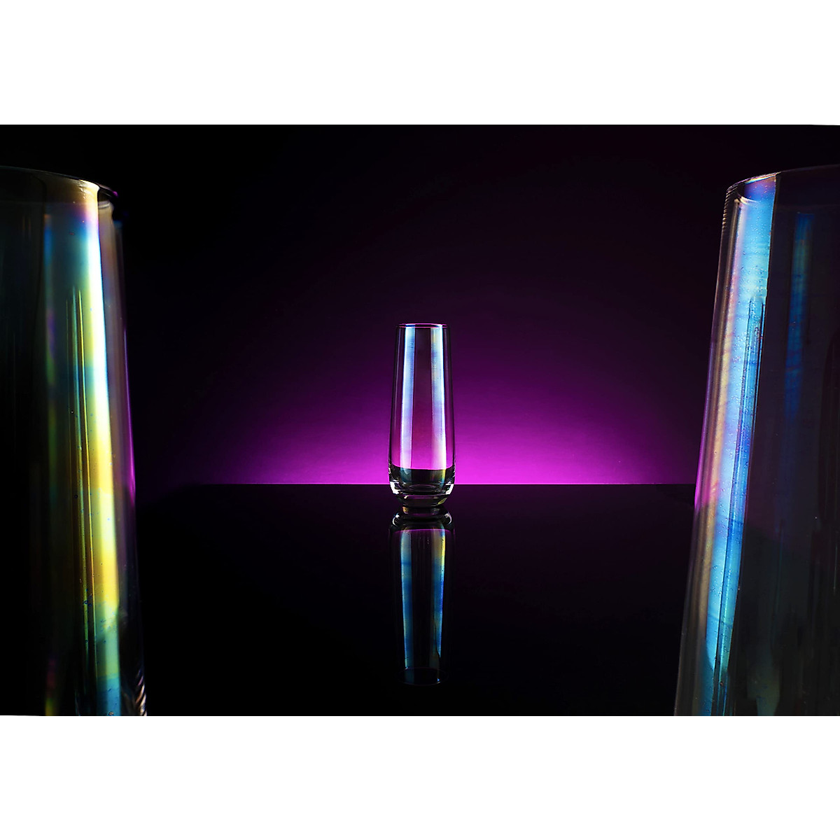 Iridescent Luster Pearl Radiance Set of 4 Champagne Glasses 10oz Each - Radiance White Pearl Whimsy and Nostalgia Large Wine Glass, Colored Wine Glasses, Iridescent Wine Glasses, Rainbow Glasses