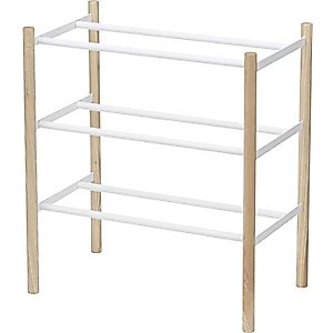 YAMAZAKI home Plain Expandable 3-Tierd Shoe Rack White,