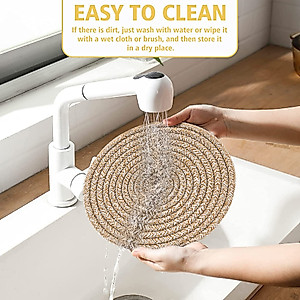 Trivet Round Hot Pads 4pcs 7.9 Inches*9.5inches Diameter 100% Eco Pure Cotton Thread Weave Trivets for Hot Pots and Pans/Kitchen Trivets for Hot Dishes Hot Pot Holders