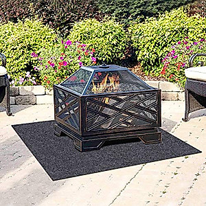 Fire Pit Mat—Stove fire mat，Retardant | Heat Resistant，Ember Mat and Grill mat，Absorbent Material， Protect Your Deck, Terrace, Lawn or Campground from Embers，Waterproof Backing，Washable (36"×36")
