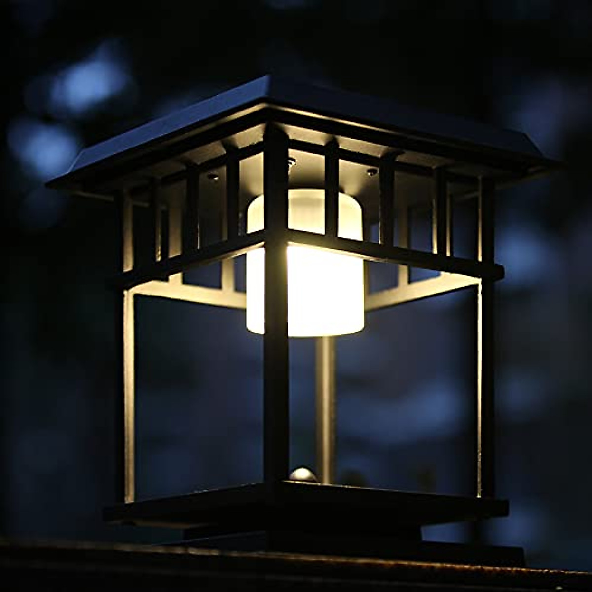 IBalody Solar Pillar Lights Outdoor Waterproof Column Lights Modern Simple Aluminum Alloy Decorative Light Home Courtyard Garden Pillar LED Light Square Pedestal