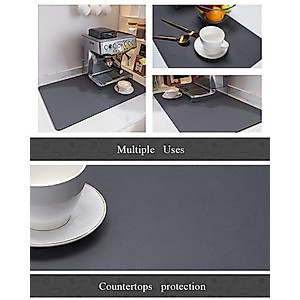 Coffee Mat-Coffee Bar Accessories-No Water Marks Dish Drying Mat-Coffee Bar Mat for Countertops Rubber Backing Bar Mat Under Coffee Maker Machine Coffee Pot-Perfect Coffee Station Organizer