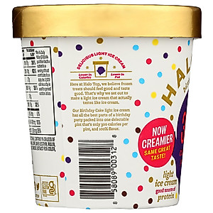 Halo Top Birthday Cake Light Ice Cream, 16 Fluid Ounce -- 8 per case.