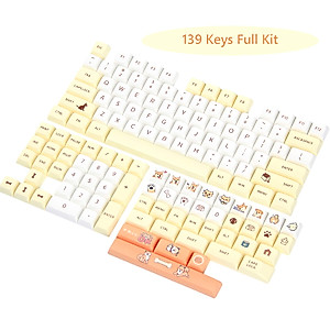 139 Keys Set XDA Profile Custom Keycaps PBT Dye Sublimation ANSI Layout Keycaps Set for Gateron Kailh Cherry MX Switches Mechanical Gaming Keyboards (Shiba Inu with English Characters)