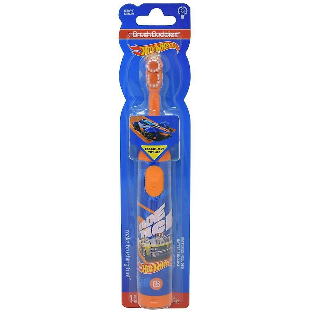 Brush Buddies Hot Wheels Electric Toothbrush, Kids Electric Toothbrushes, Battery Toothbrush, Toddler Electric Toothbrush for Kids 4-7