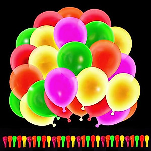 RUBFAC Neon Balloons, Glow in the Dark Party Supplies, 160pcs, 12 Inches, 5 Colors, Glow Balloons, Fluorescent Latex Neon Balloons, Birthday, Wedding Supplies