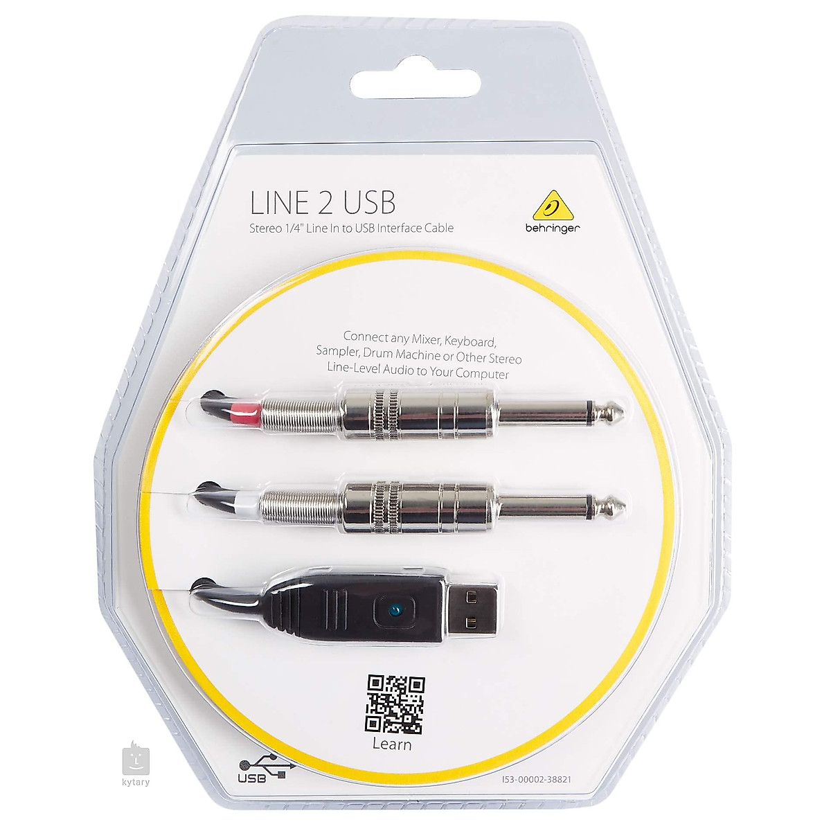 Behringer LINE 2 USB 2 Stereo 1/4" Line in to USB Interface Cable (Black)