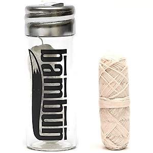 Eco-Friendly Biodegradable Natural Silk Dental Floss: Refillable Glass Bottle with Two 30m Floss Spools (Plastic Free Packaging)