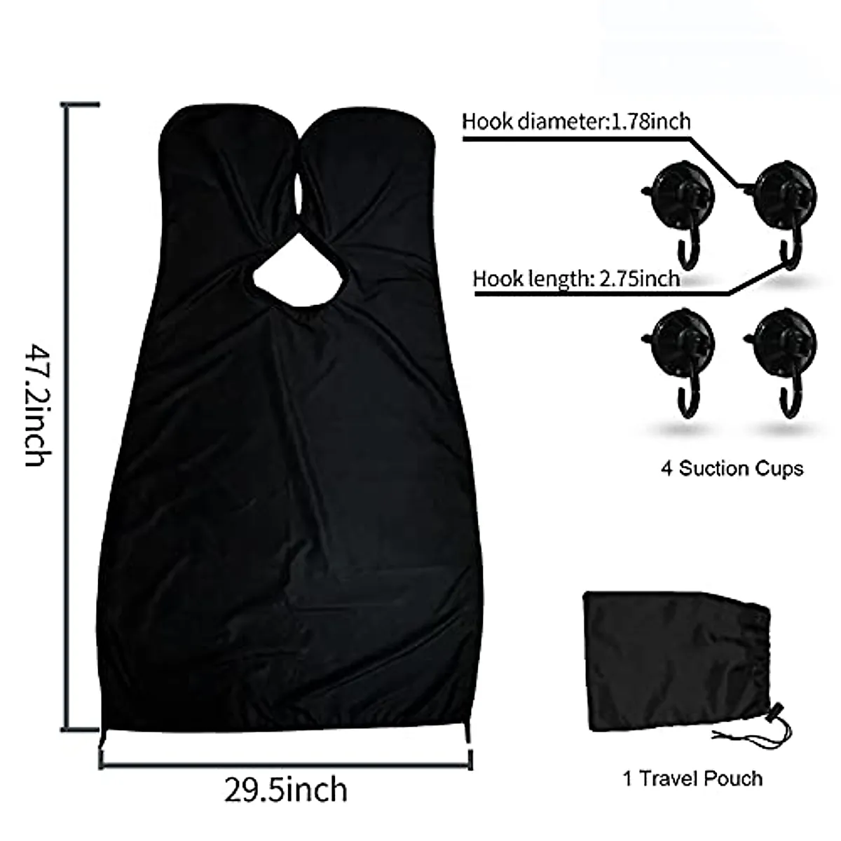 Beard Bib, Beard Apron for Men Shaving and Trimming,Beard Catcher for Shaving, Non-Stick and Waterproof Beard Shaving Cloth with 4pcs Suction Cups and Travel Pouch, Good Gift for Dad/Men(Black)