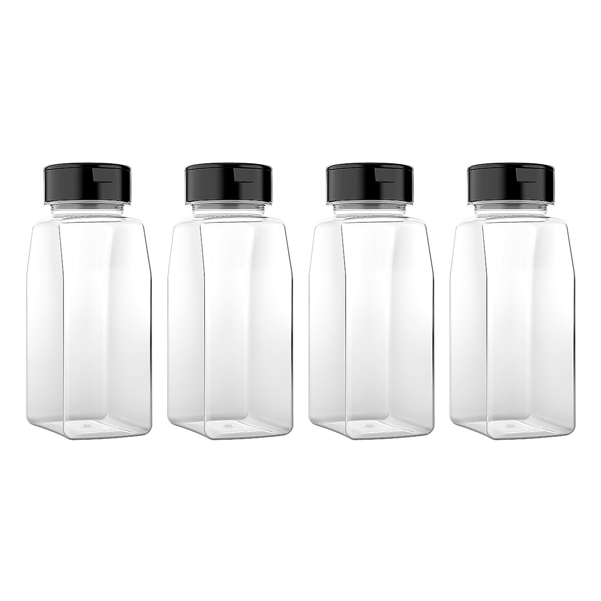 Mountain West Plastic Spice Jars with Shaker Lids (16 fl oz, 4-Pack) Reusable Jars Perfect for an Organized Kitchen