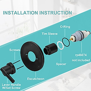 T14059-BL Matte Black Shower Handle Compatible with delta Faucet 14 Series Single-Function Black Shower Valve Trim Kit (RP46074 Cartridge/ R10,000 Valve Not Included)