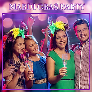 Tarpop 3 Pcs Feather Fascinator Headbands Mardi Gras 1920's Women's 20s 50s Hat Tea Party Cocktail Wedding Headpiece for Women Kentucky Headpiece Derby Headband Hat, Birthday Party Gifts