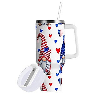 ODAWA 40 Oz Travel Coffee Tumbler with Lid and Straw, Cute Gnomes White Leak Proof Tumbler