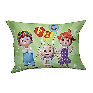 CoComelon Sheet Set - Fits Toddler Bed or Crib Mattress - Fitted Sheet and Pillow Case, White + Green