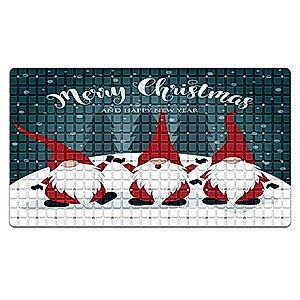 Christmas Card Funny Gnomes Red Shower Mat Bathtub Mat Non Slip Shower Mats for Showers Anti Slip for Elderly Shower Mat with Suction Cups