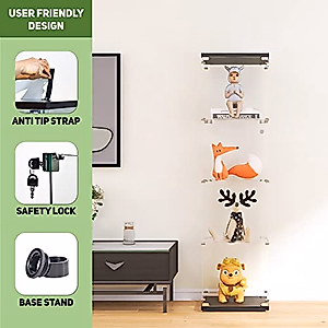 Beauty4U Glass Display Cabinet with 4 Shelves, Curio Cabinets for Living Room, Bedroom, Office, Black Floor Standing Glass Bookshelf, Quick Installation