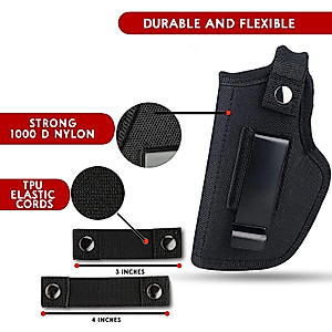 Gun Holsters for Pistols 9mm, Pistol Holster, Gun Holster for Women/Men, 380 Holster Concealed Carry, Right/Left 9mm Holsters for Pistols, OWB/IWB Fits Glock 42,27,26,23 M&P Shield (Black)