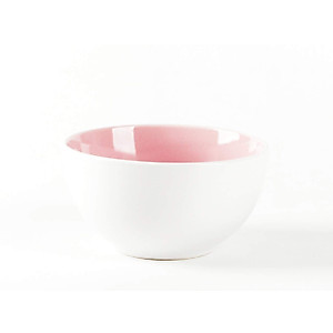 HomeVss, Stoneware Coupe Shape 16pc Dinnerware Set, Outside White + Inside Pink