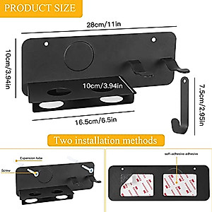 GTHUNDER Hair Dryer Holder Wall Mounted Bathroom Blow Dryer Holder Storage Rack,Multi-Functional Hair Dryer Rack for Dyson Hair Dryer Holder,laifen Hair Dryer Holder(Black)