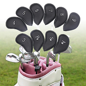 HISTAR Golf 10pcs Thick Synthetic Leather Golf Iron Head Covers Set Headcover Fit All Brands Titleist, Callaway, Ping, Taylormade, Cobra, Nike, Etc