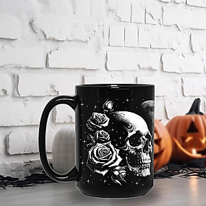 Skull Mug 15Oz Goth Gifts For Women Skull Gifts For Women - Witch Gifts Skull Gifts For Men Unique Skull Halloween Mug - Goth Decor Goth Mug - Skull Cup Gothic Gifts For Men Gifts For Gothic Women
