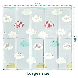 UANLAUO Foldable Baby Play Mat, Extra Large Waterproof Activity Playmats for Babies,Toddlers, Infants, Play & Tummy Time, Foam Baby Mat for Floor with Travel Bag