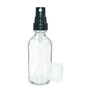 GlassBottleOutlet (Pack of 80) 2 oz. Clear Boston Round with Black Fine-Mist Sprayer