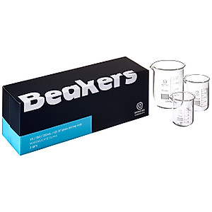Glass Beakers Set - Science, Chemistry Classroom Supplies - Borosilicate Glass - Education, Research Equipment for Industrial and Academic Labs (50-250mL, 3-Pack)