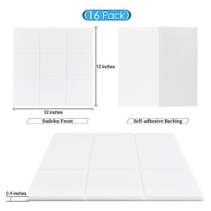 BXI Sound Absorber - 16 Pack Self-adhesive 12 X 12 X 0.4 Inches Acoustic Absorption Panels, Tackable Sound Absorbing Panels for Wall and Ceiling Acoustic Treatment