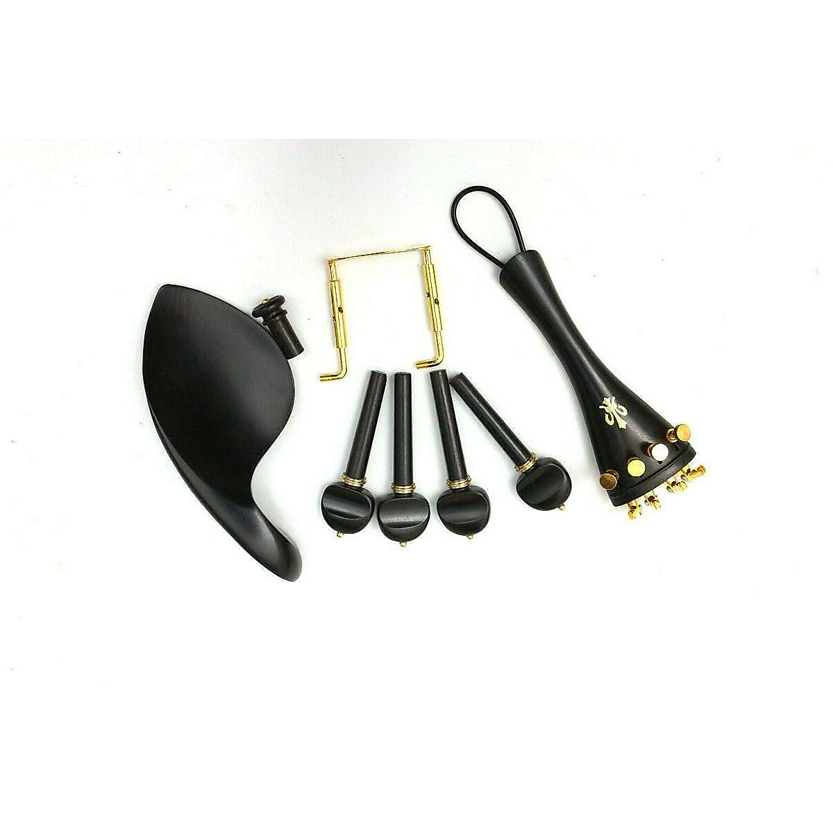 Yinfente 4/4 Violin kit Full Size Violin Accessories Peg Tailpiece Fine Tuner Chin Rest Clamp End pin Ebony wood (4/4)