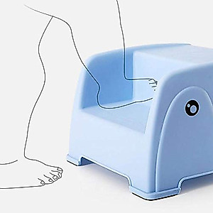 WALNUT Children Small Chair Seat Footstool Multifunction Children Double Layer Non-Slip Toilet Potty Training Step Stool for Bathroom (Color : Blue)
