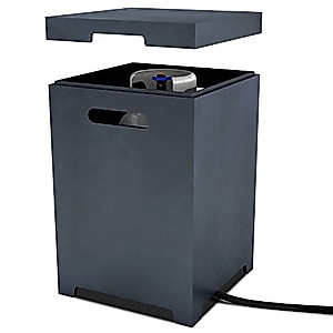 Kante 23.6" H Square Charcoal Eco-Friendly Concrete/Metal Outdoor Patio Backyard UV and Weather Resistant Modern Propane Tank Cover Storage Box for Gas Fire Pit, Hideaway Side Table,RMFP-T01-60121