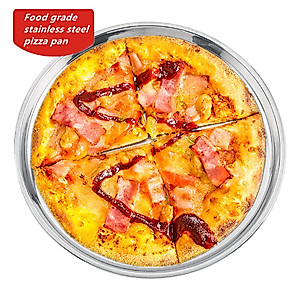 BEENIFIC Deep Dish Pizza Pan,Stainless Steel Pizza Tray Pizza Pan for Oven10-12-14-16Inch (14x1.8inch)